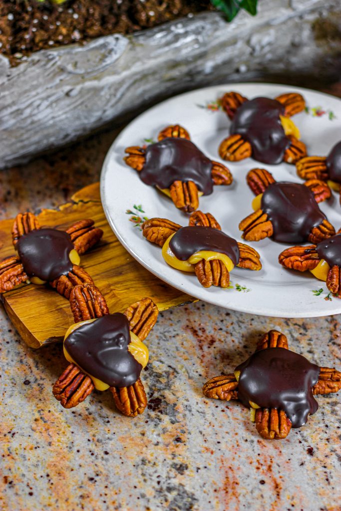 Homemade Turtle Candy with Pecans and Caramel - From Gate To Plate