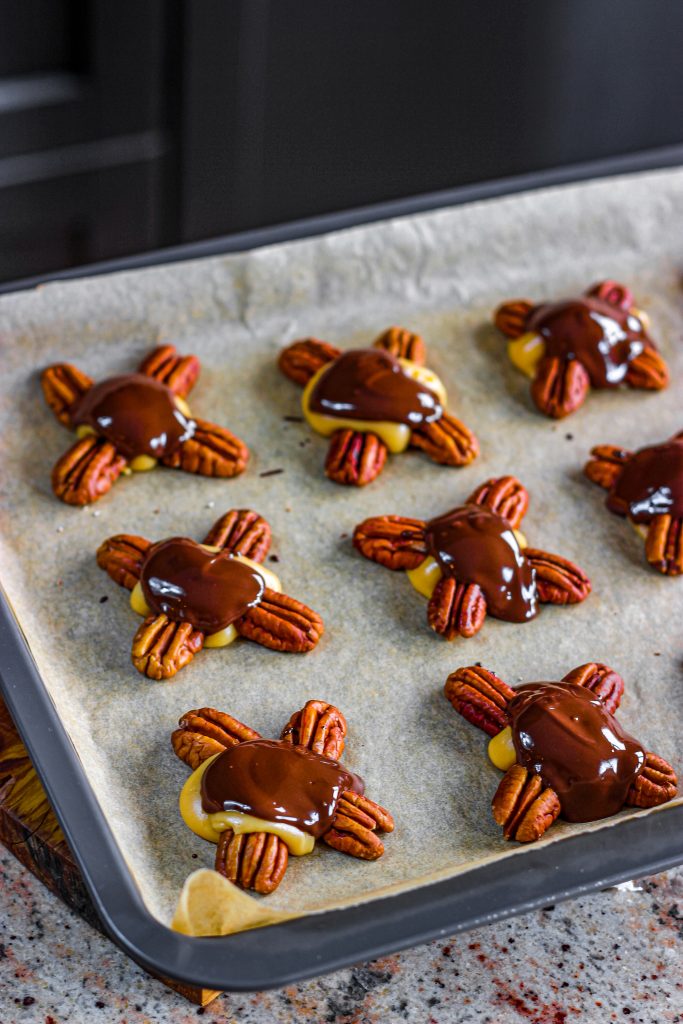 Homemade Turtle Candy with Pecans and Caramel - From Gate To Plate